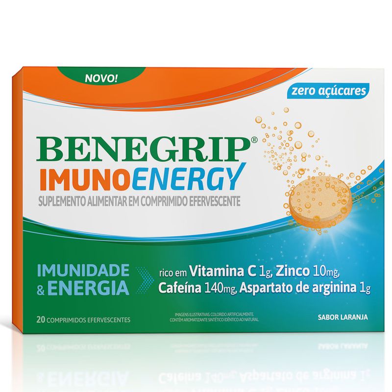 Benegrip Imuno Energy Efervescente Com 20 Comprimidos - PoupaFarma