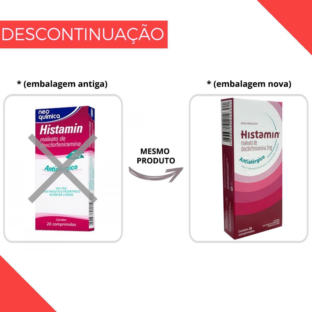 Histamin 2mg 20 Comprimidos Com Preço Baixo - PoupaFarma