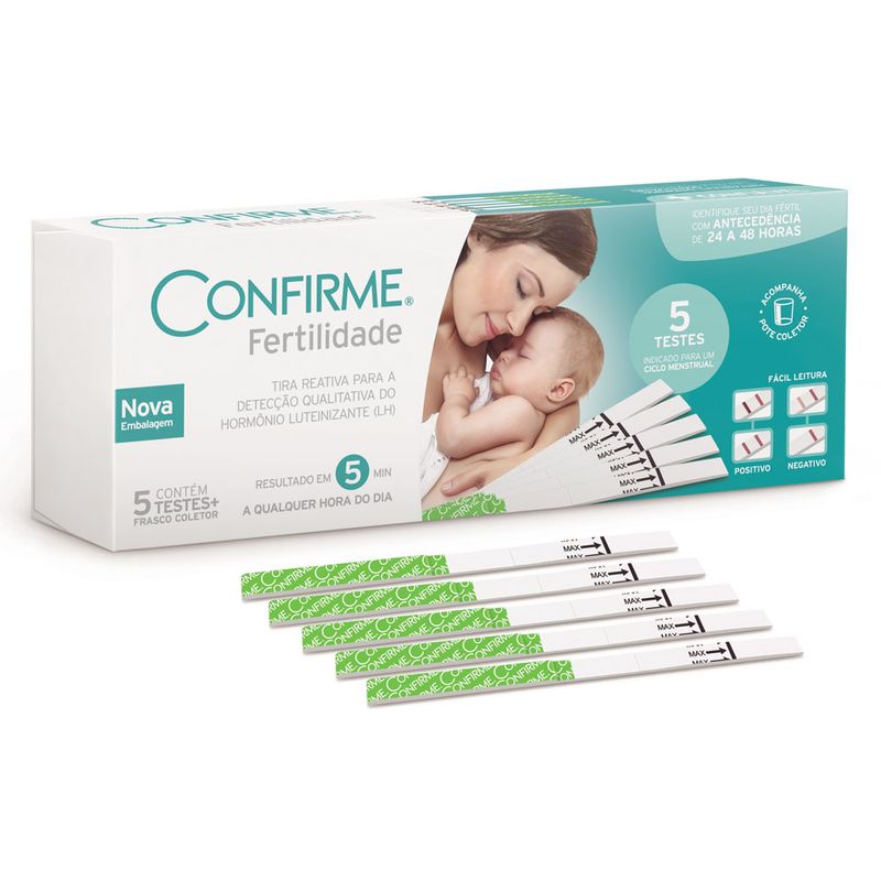 Teste de Fertilidade Feminina Confirme 5 Tiras Reagentes - PoupaFarma